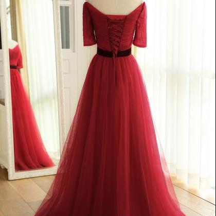 2018 Red Prom Dress Half Sleeves Formal Occasion Dress 10121 on Luulla