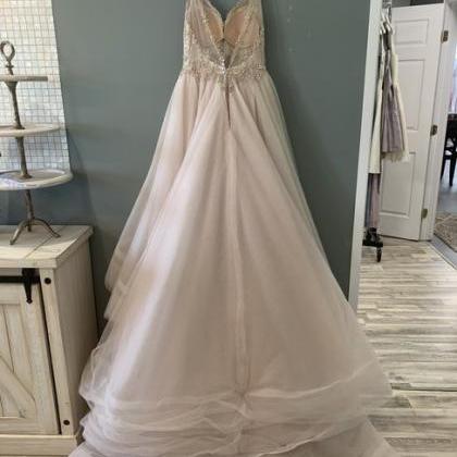 Gown With Porcelain Tulle Illusion Tulle/beaded Formal Wedding Dress ...