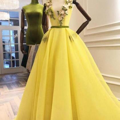 Yellow A Line Prom Dress African V Neck Prom Dress ,pl0663 on Luulla
