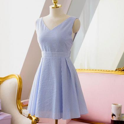 Cute Blue Stripe Short Dress, Summer Dress,pl4355 on Luulla