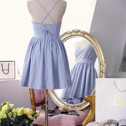 Cute Blue Stripe Short Dress, Summer Dress,pl4355 on Luulla