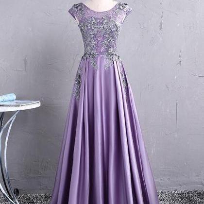 Fashionable Long Satin Purple Prom Dress, A-line Evening Gown,pl4958 on ...