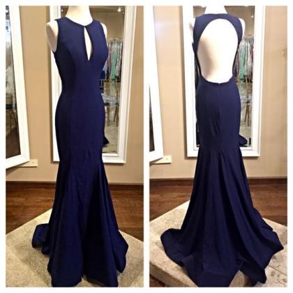 2017 Custom Made Charming Dark Blue Prom Dress,sleeveless Evening Dress ...