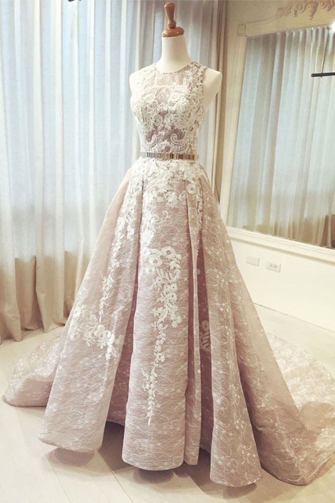 Beautiful A Line Round Neck Sleeveless Applique Long Prom Dress On Luulla