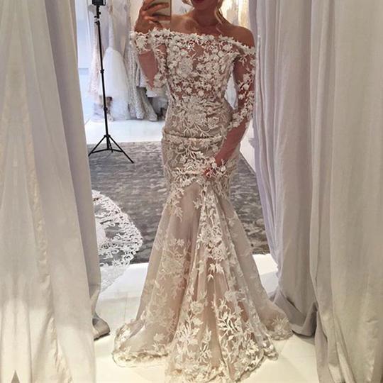 Off The Shoulder Long Sleeves Lace Mermaid Prom Dresses 2018 on Luulla