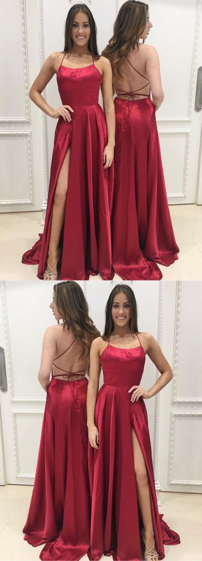 New Arrival Halter Criss Cross Split Side Long Prom Dresses Evening ...