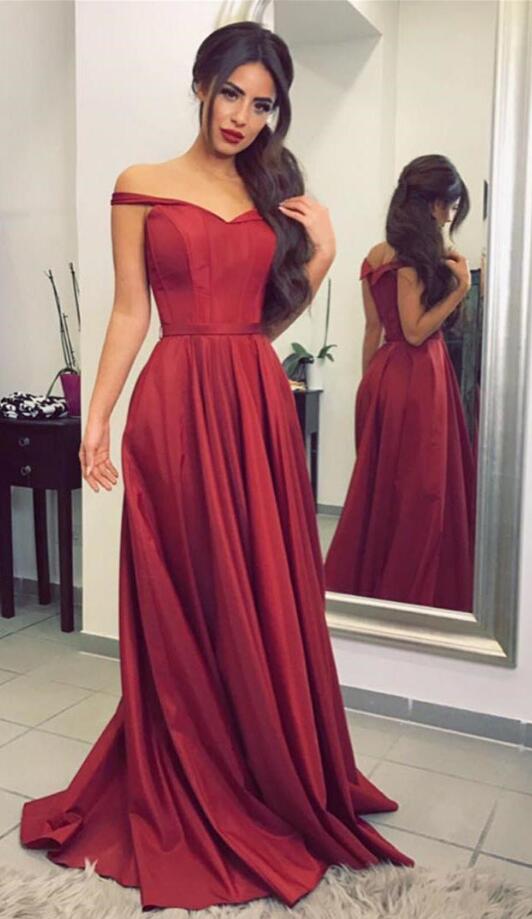 Off Shoulder Red Prom Dress,a-line Prom Dresses, Prom Dress, Mermaid Prom Dress,sexy Evening Dr ...