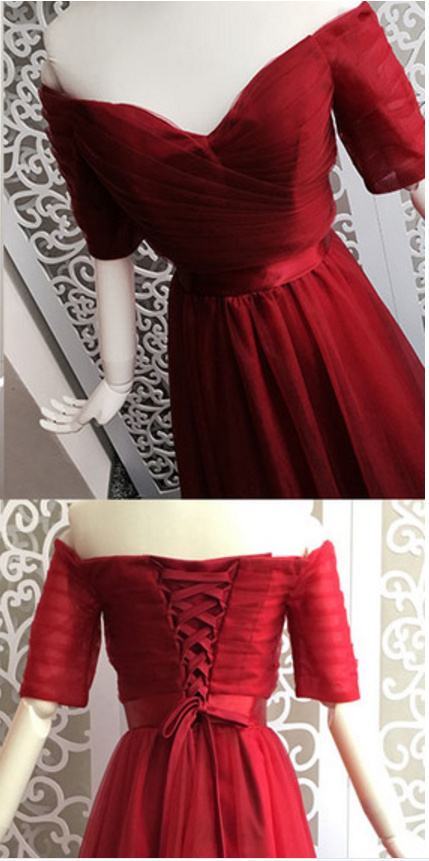 2018 Red Prom Dress Half Sleeves Formal Occasion Dress 10121 on Luulla