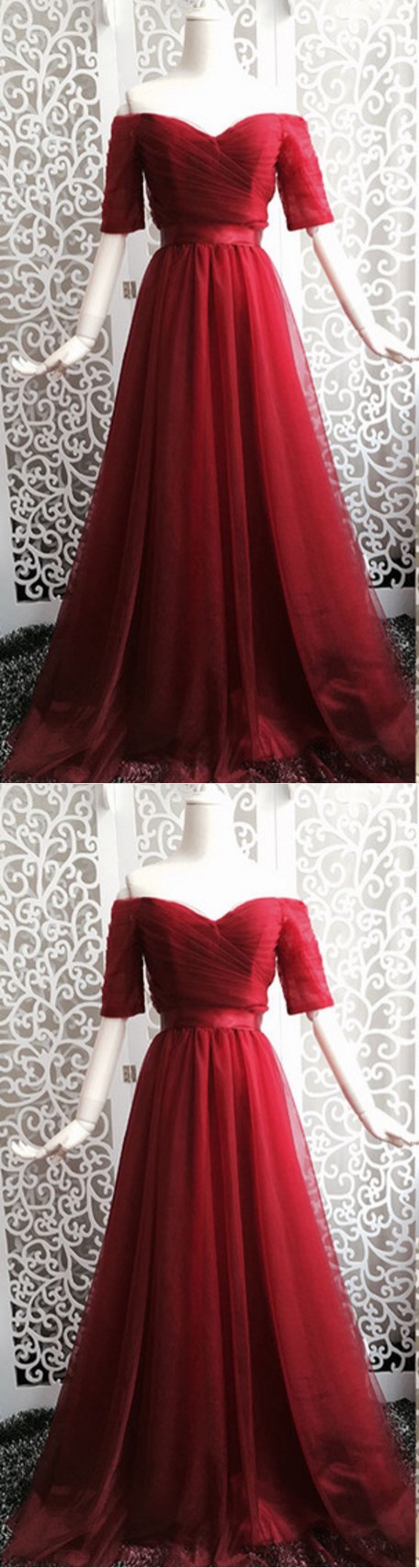 2018 Red Prom Dress Half Sleeves Formal Occasion Dress 10121 on Luulla