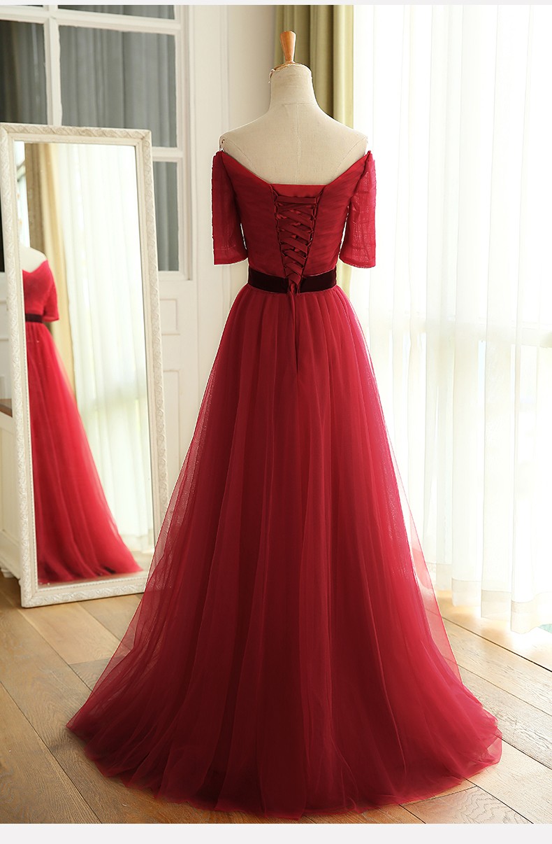 2018 Red Prom Dress Half Sleeves Formal Occasion Dress 10121 on Luulla