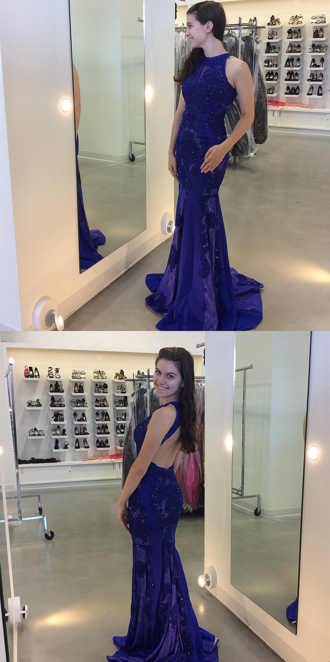 Gorgeous Mermaid Royal Blue Long Prom Dress With Open Back Royal Blue ...