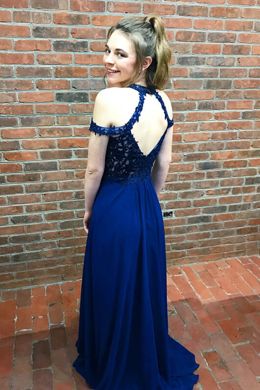 Princess Royal Blue A-line Applique Prom Dress,chiffon Evening Dress on ...