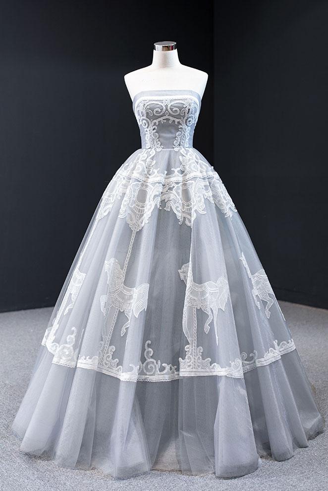 Gray Designer Strapless Ball Gown Evening Dress,pl0470 on Luulla