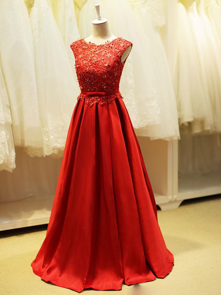Red Open Back Lace Formal Evening Dress,pl0484 on Luulla