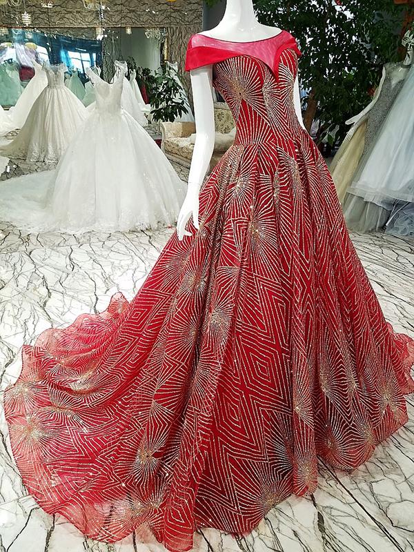 A Line Prom Dress Simple Modest Elegant Red Long Prom Dress,pl0805 on ...