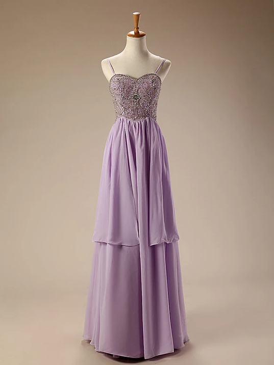 Purple Chiffon Long Formal Dress With Jeweled Top,pl1826 on Luulla