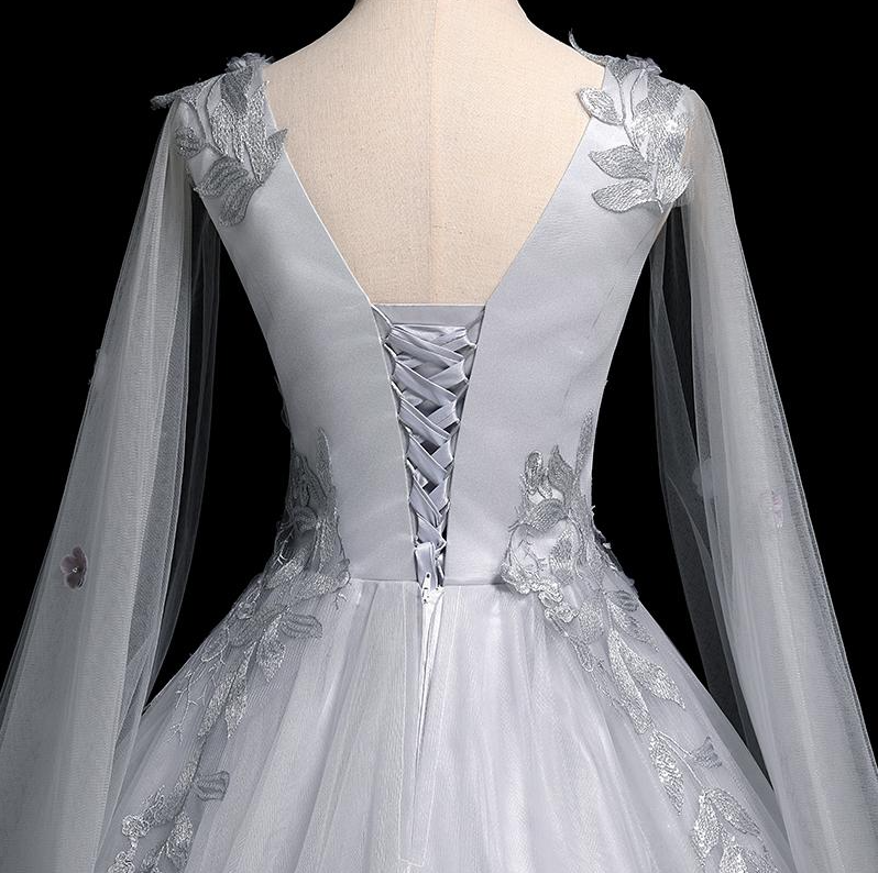 Beautiful Grey Ball Gown Long Tulle Sweet 16 Dress, Grey Party Prom ...