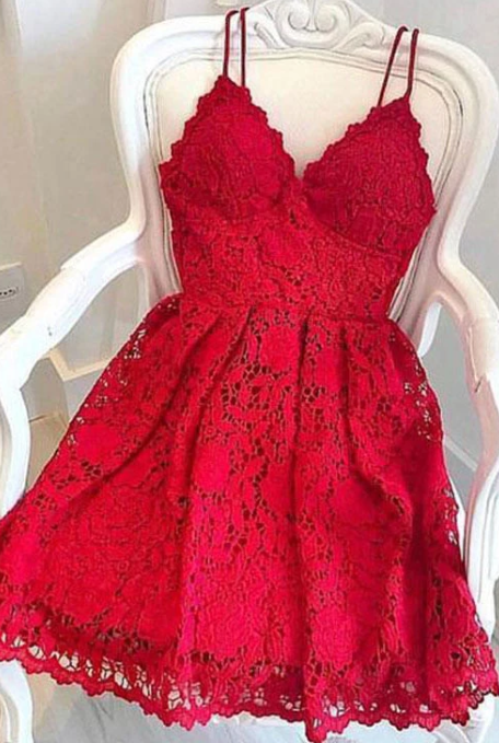 Red Lace Short Prom Dress Cute Lace Cocktail Dress,pl3546 on Luulla