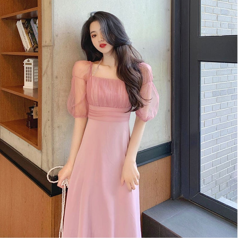Victorian French Vintage Fairy Nap Dress 2 Colors Square-necked Pearl ...
