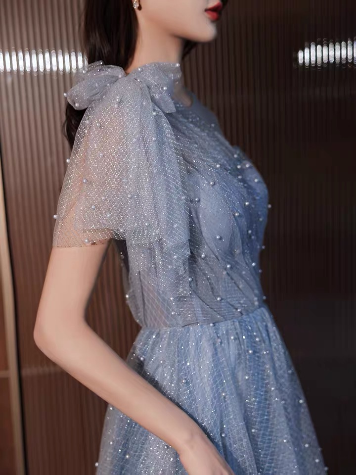 Blue Evening Dress, Style, Temperament, Socialite, High Quality One ...
