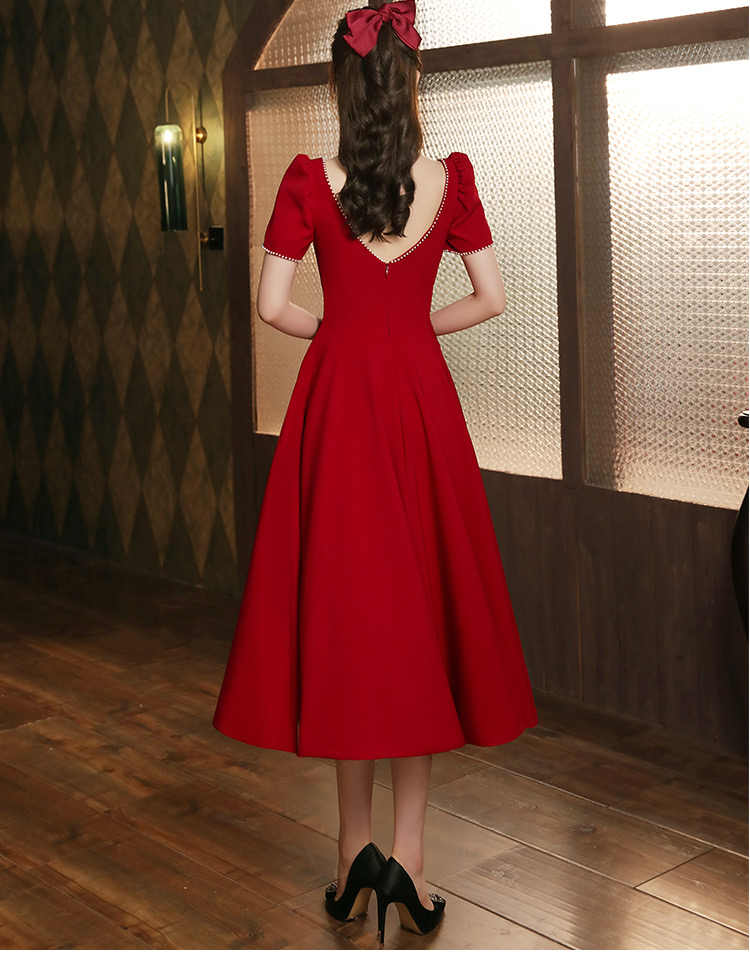 Red Midi Dress,short Sleeve Prom Dress,sweet Graduation Dress,custom ...