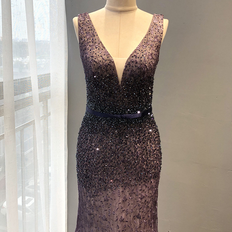 Grand Party Dress, Style, Deep V-neck, Backless Gorgeous Handmade ...