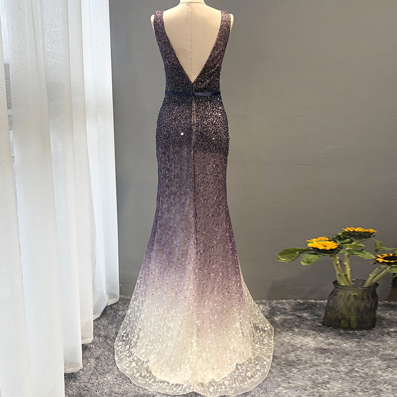 Grand Party Dress, Style, Deep V-neck, Backless Gorgeous Handmade ...