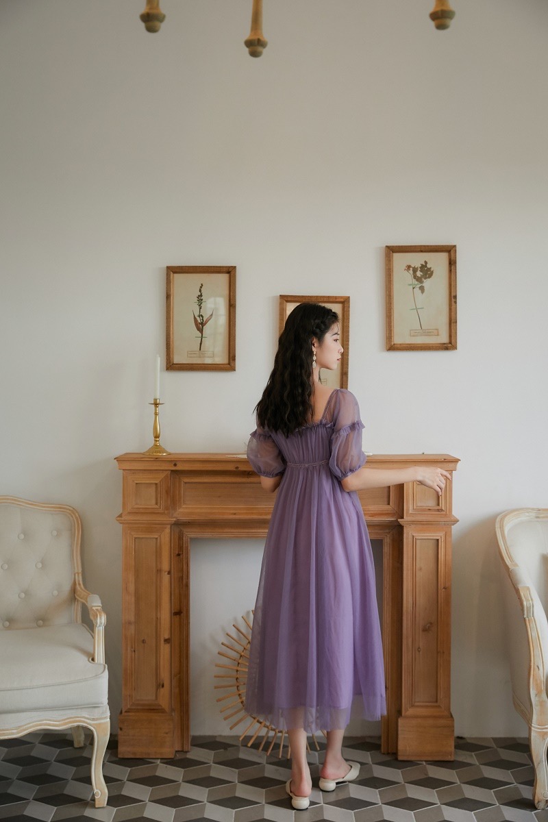 Romantic Purple Tulle Dress, Hepburn Style, Super Fairy Midi Dress ...