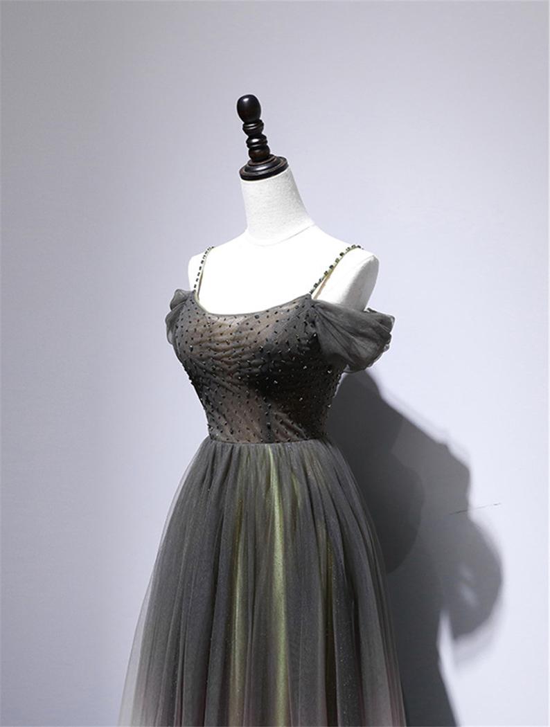 Gradient Dark Green Long Prom Dress,off-shoulder Wedding Dress,long ...