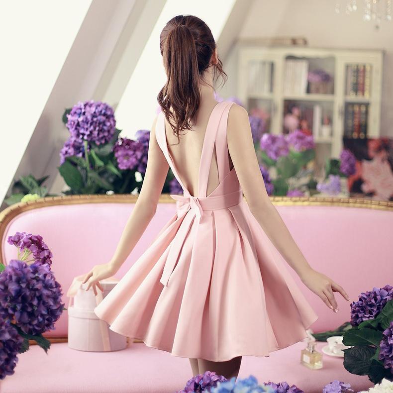 Cute V Neck Short Dress With Bow, Summer Dress, Party Dress,PL4357 on ...