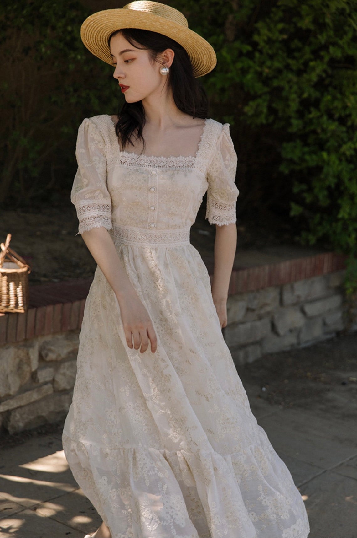 French Vintage Dress-prom Dress-vintage Lace Dress-cottage Core Dress ...