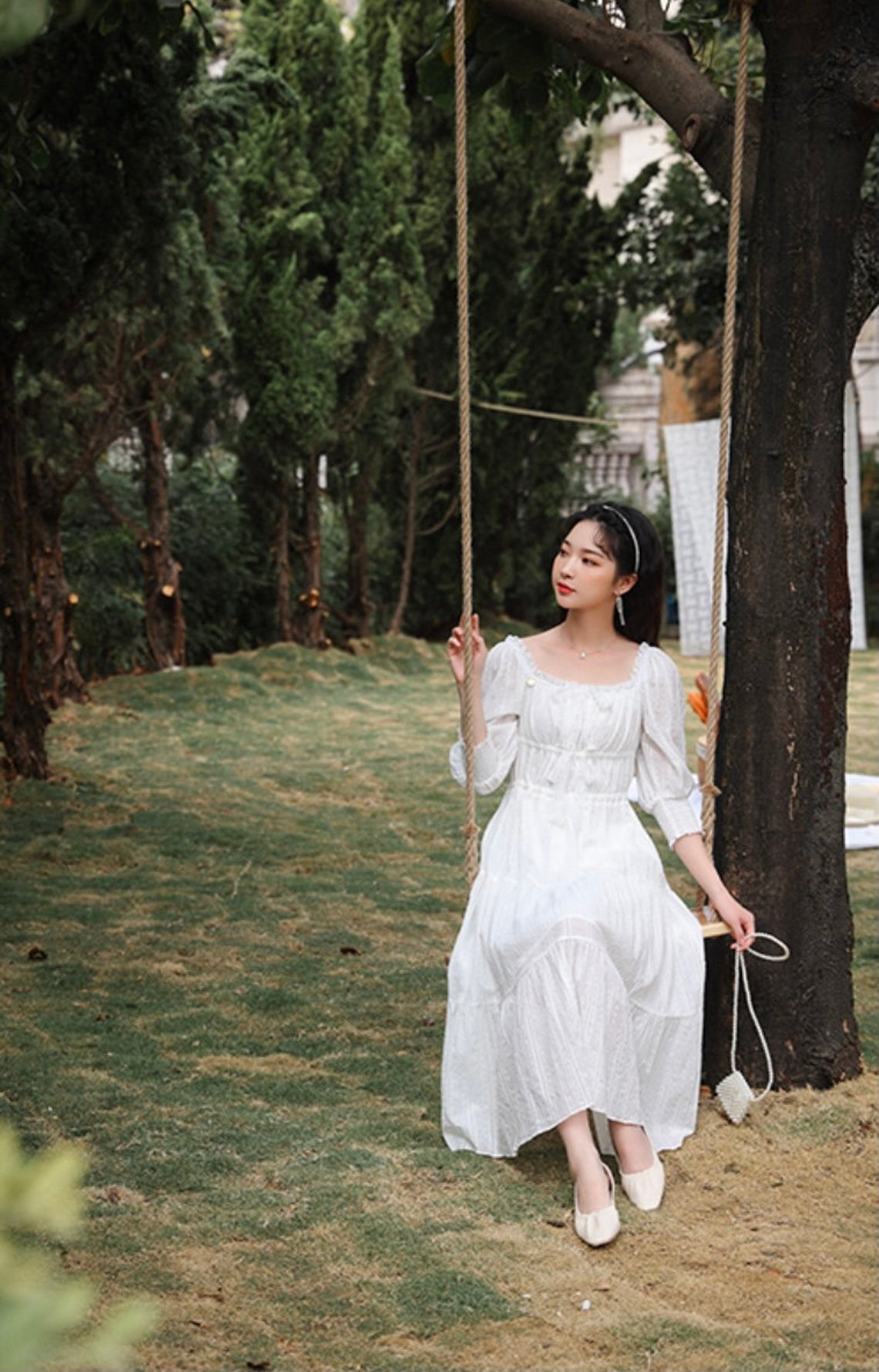 White Midi Dress-summer Casual Dress-princess Core Dress-white Cottage ...