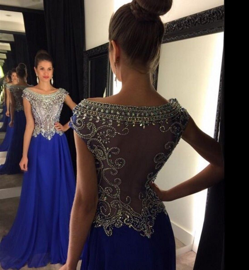 Royal Blue Beading Prom Dress,long Prom Dresses,charming Prom Dresses ...