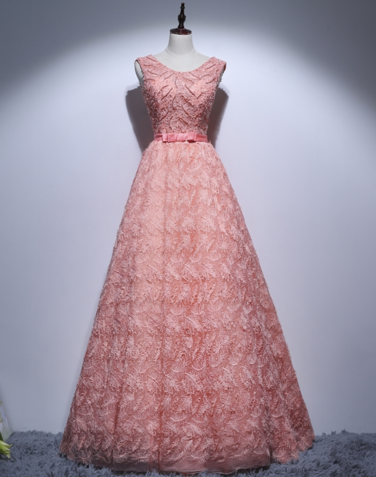 Long Lace Evening Dresses For Wedding Party Women Beaded Elegant Bridal ...