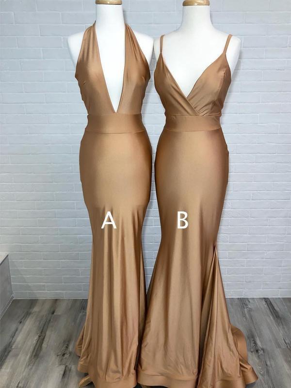 Gold Bridesmaid Dresses, Gold Prom Dress, Bodycon Tight Prom Dress ...