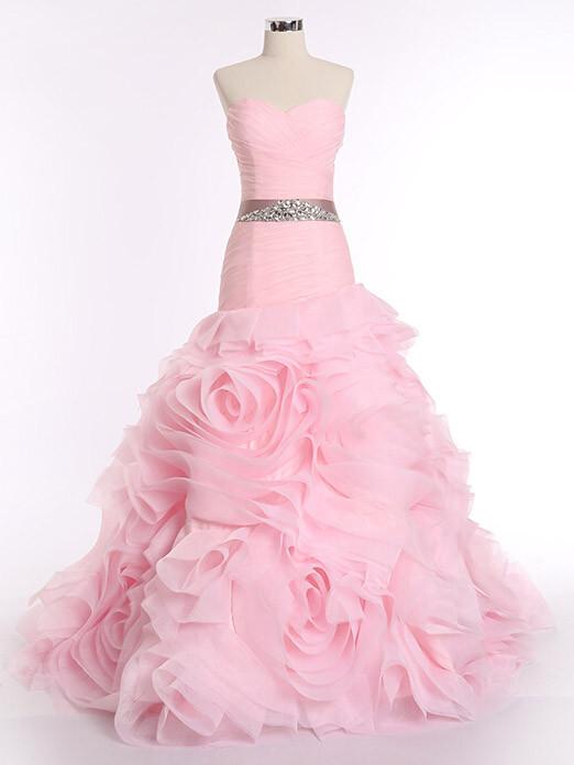 Pink Strapless Fit And Flare Prom Formal Dress With Ruffle Skirt,pl0513 ...