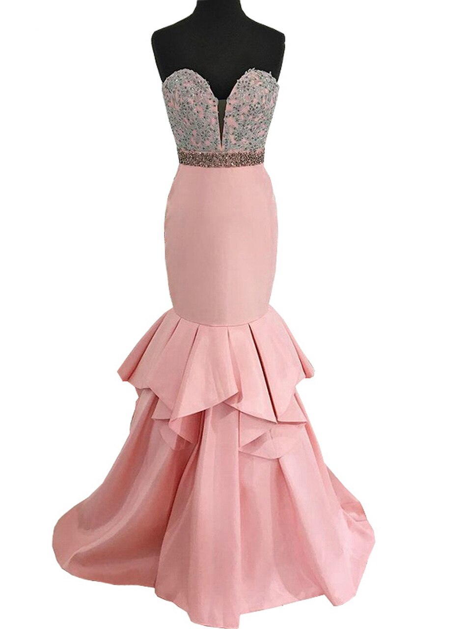 Mermaid Style Sweetheart Beaded Applique Pink Prom Dress,pl1434 on Luulla