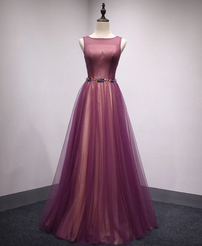 Simple Round Neck Tulle Long Prom Dress, Formal Dress,pl1589 on Luulla