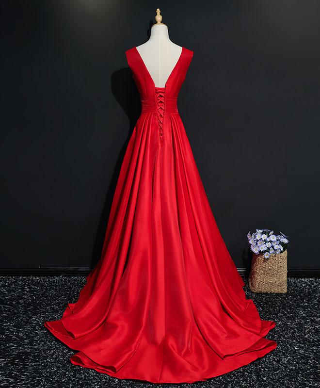 Simple Red V Neck Long Prom Dress, Red Evening Dress,pl1601 on Luulla