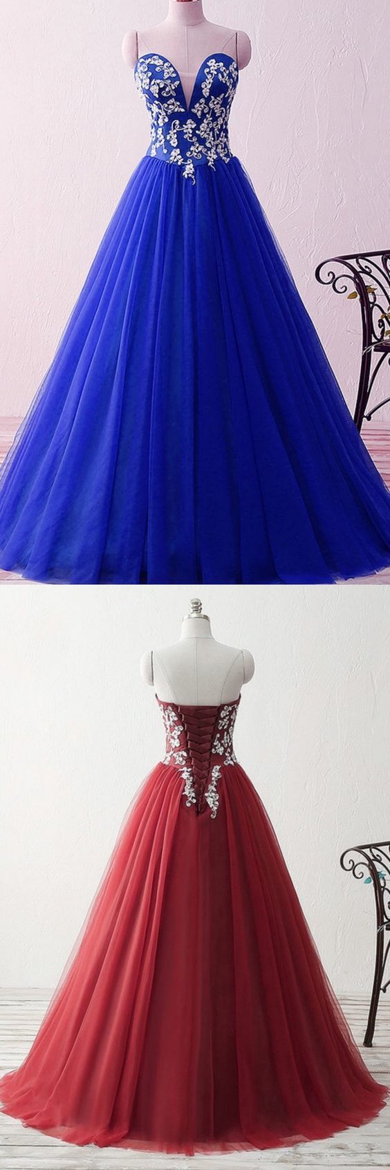 Royal Blue Sweetheart Floor Length Prom Ball Gown With Beadings,pl2034 ...