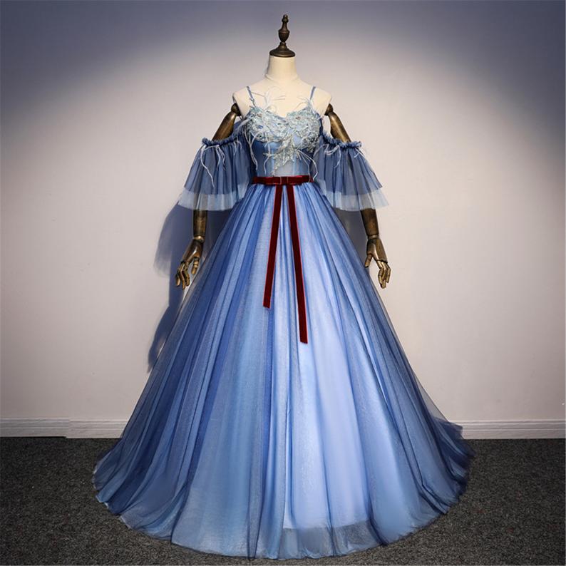 Floral Blue Prom Dress For Women Junoesque Graduation Ball Gown ...