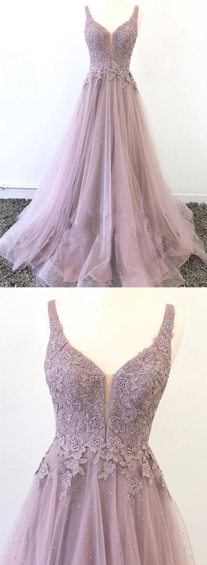 Beautiful Purple Prom Dresses Deep V Neck With Appliques Beading,pl2889 ...