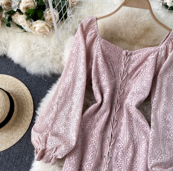 Pink Beautiful Long Sleeve Lace Bandage Dress,pl3441 on Luulla