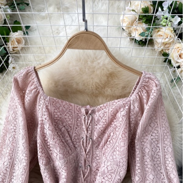 Pink Beautiful Long Sleeve Lace Bandage Dress,pl3441 on Luulla