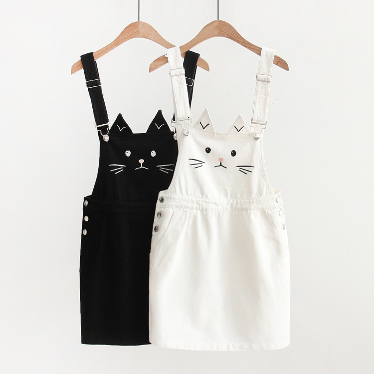 Kawaii Cute Cat Ear Embroidery Japanese Style Suspender Dress,pl3618 on ...