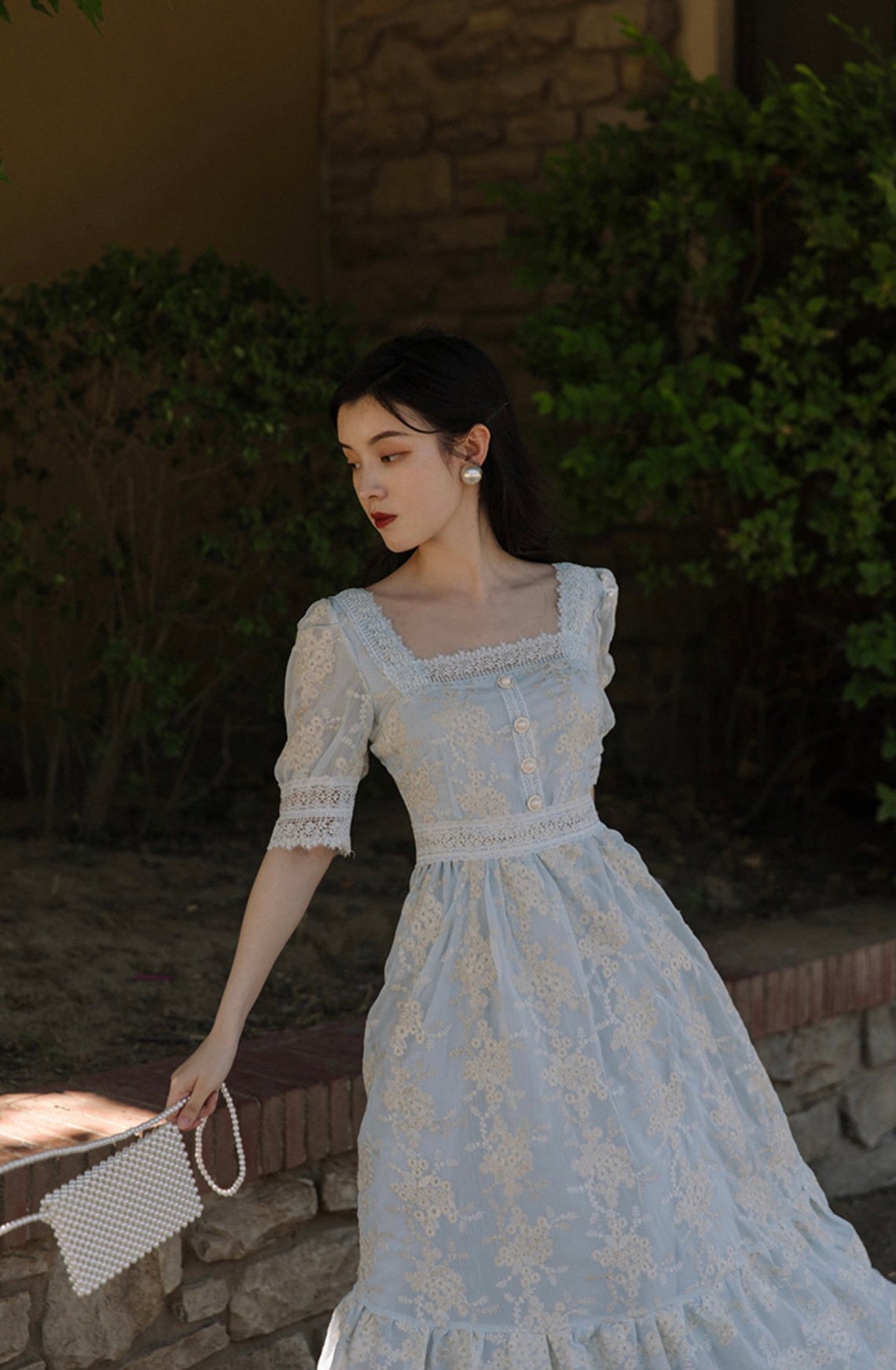 French Vintage Dress-prom Dress-vintage Lace Dress-cottage Core Dress ...