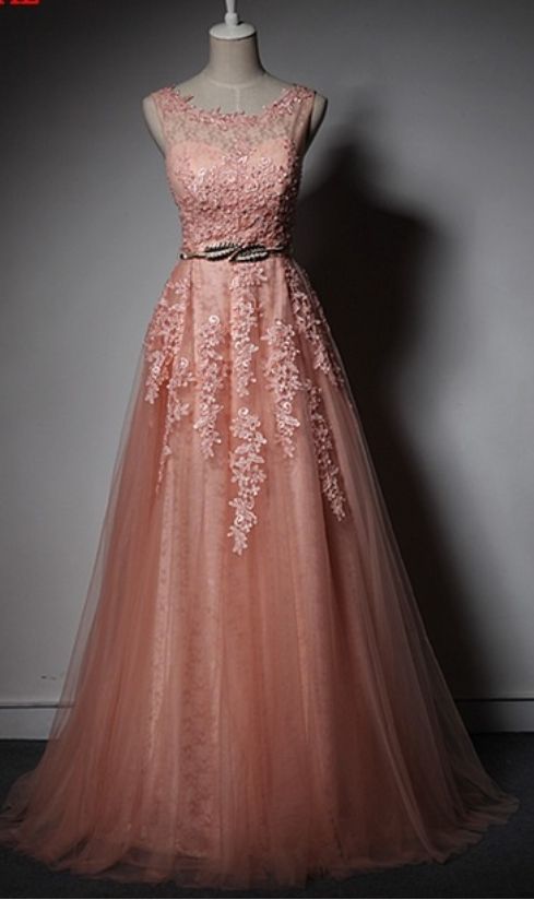 Long Lace Prom Dresses For Graduation , A Line Tulle Formal Evening ...