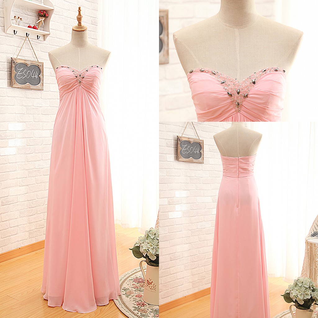 Ready To Ship Pink Prom Dress,strapless Prom Gown,sweetheart Pink ...