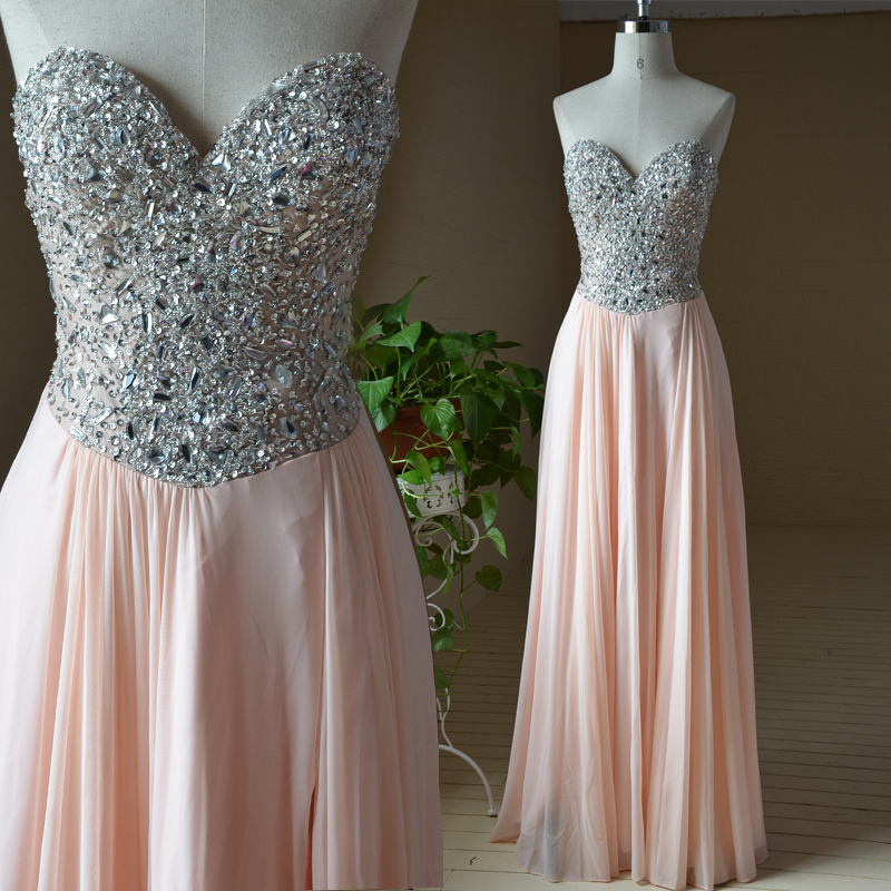 Full Length Sweetheart Prom Dress,beaded Formal Dress,strapless Evening ...