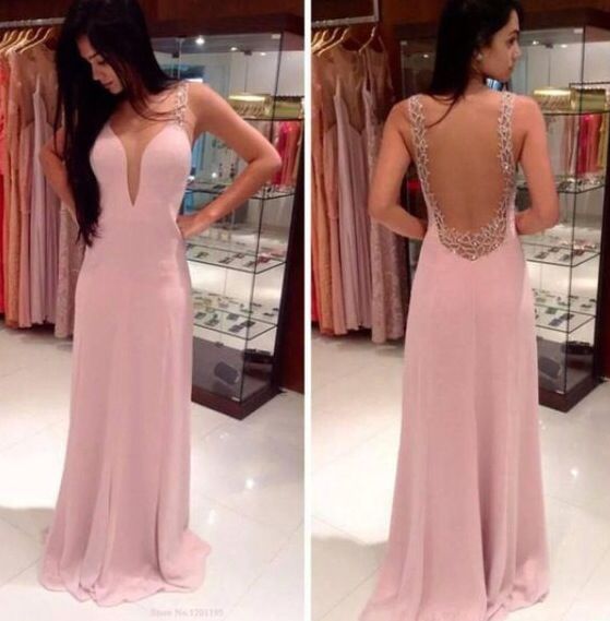 Pink Backless Prom Dresses,open Back Prom Gowns, Pink Prom Dresses,long ...